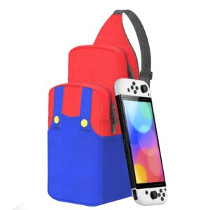 cute travel bag for nintendo switch/lite/oled/steam deck, small sling portable waterproof backpack carrying crossbody shoulder chest gaming bag case for ns sd console dock joy-cons accessories storage