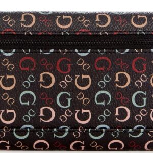 GUESS Women Logo Print Faux Leather Slim Wallet Clutch Bag - Black Multi