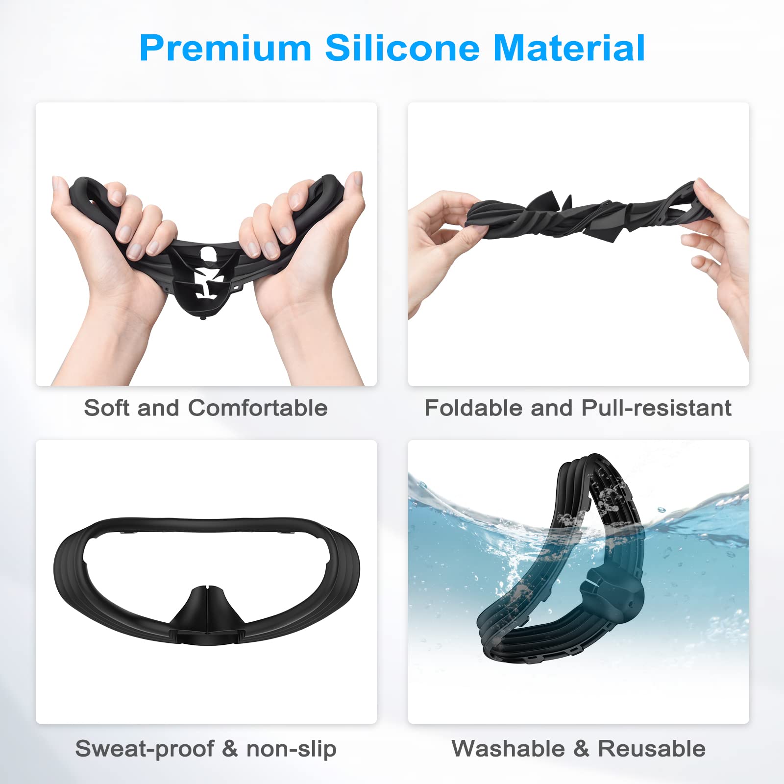 VR Face Cushion Cover and PSVR 2 Lens Protector Cover for PlayStation VR2, Sweatproof Silicone Fitness Facial Interface Pad 2 Pack & Lens Dust Cover for PS5 VR2 Headset PSVR2 Accessories