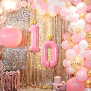 Roblue 40Inch Number Balloon Large Birthday Party Decorations, Number 7 Large Pink Crown Balloons Cute Balloons for Birthday Wedding Anniversary Decoration Party Supplies