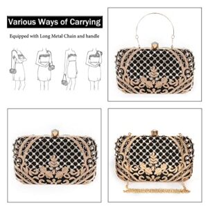 GUOZI Womens Handmade Embroidery Rhinestones Vintage Clutch Evening Handbag Shoulder Bag Purses for Wedding Prom Party