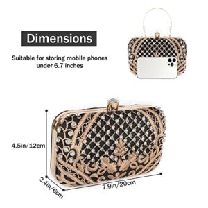 GUOZI Womens Handmade Embroidery Rhinestones Vintage Clutch Evening Handbag Shoulder Bag Purses for Wedding Prom Party