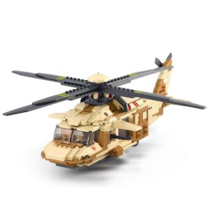 dahonpa uh-60l medium utility helicopter black hawk military army airplane building bricks set with 4 figure, 439 pieces air-force build blocks toy, gift for kid and adult.