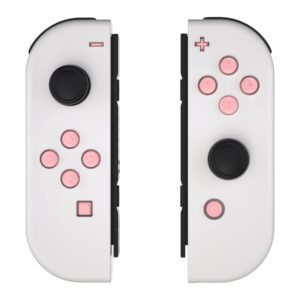 eXtremeRate Replacement Two-Tone Jelly Buttons for JoyCon, Pale Red & Clear w/Symbols Custom Controller ABXY Direction Home Capture + - Keys, DIY Action Face Buttons for Nintendo Switch & Switch OLED