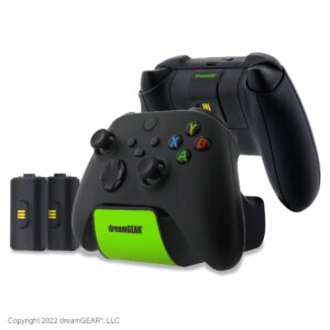 dreamgear dual power station: xbox xs controller charging station, 40 hours of playtime, 2 1100 mah rechargeable batteries/xbox one