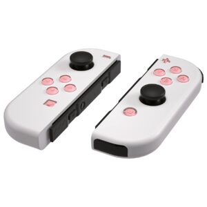 eXtremeRate Replacement Two-Tone Jelly Buttons for JoyCon, Pale Red & Clear w/Symbols Custom Controller ABXY Direction Home Capture + - Keys, DIY Action Face Buttons for Nintendo Switch & Switch OLED