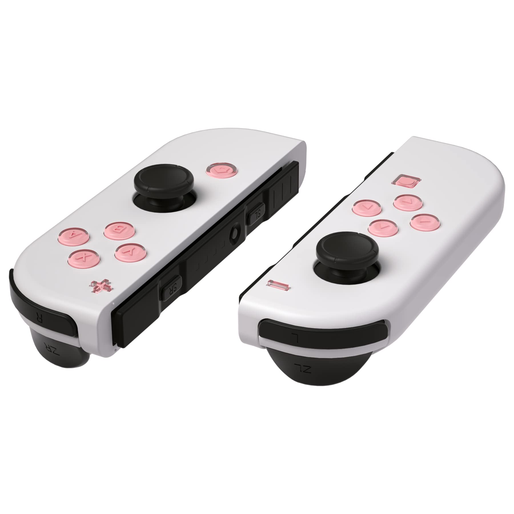 eXtremeRate Replacement Two-Tone Jelly Buttons for JoyCon, Pale Red & Clear w/Symbols Custom Controller ABXY Direction Home Capture + - Keys, DIY Action Face Buttons for Nintendo Switch & Switch OLED