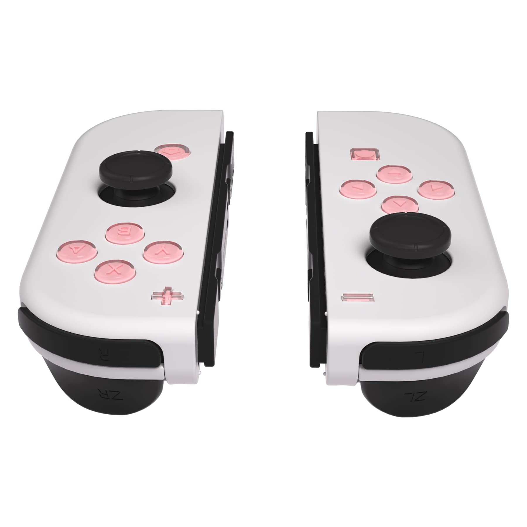 eXtremeRate Replacement Two-Tone Jelly Buttons for JoyCon, Pale Red & Clear w/Symbols Custom Controller ABXY Direction Home Capture + - Keys, DIY Action Face Buttons for Nintendo Switch & Switch OLED