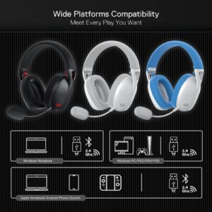 Redragon H848 BT Wireless Gaming Headset - Lightweight - 7.1 Surround Sound - 40MM Drivers - Detachable Microphone - Multi Platforms for PC, PS5/4/3, Switch, Mobile