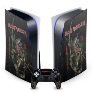 head case designs officially licensed iron maiden senjutsu album cover graphic art vinyl faceplate gaming skin decal compatible with sony playstation 5 ps5 disc edition console & dualsense controller