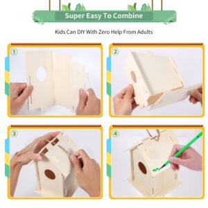 ILHSTY 30 Pack Large DIY Wooden Bird Houses Kits for Kids, Kids Crafts Wood Houses for Crafts Class Parties Birthday, DIY Crafts and Art Birdhouse Kits for Children to Build and Design（30）