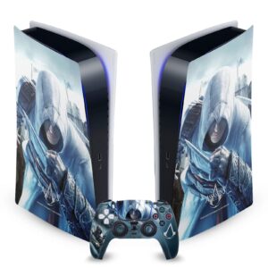 head case designs officially licensed assassin's creed key art altaïr graphics vinyl faceplate gaming skin decal compatible with sony playstation 5 ps5 digital edition console and dualsense controller