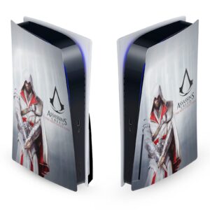 head case designs officially licensed assassin's creed master assassin ezio auditore brotherhood graphics vinyl faceplate gaming skin decal compatible with sony playstation 5 ps5 disc edition console