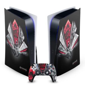 head case designs officially licensed assassin's creed leap of faith graphics vinyl faceplate gaming skin decal compatible with sony playstation 5 ps5 disc edition console & dualsense controller