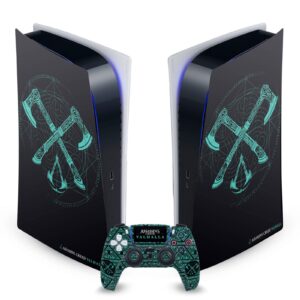 head case designs officially licensed assassin's creed dual axes valhalla key art vinyl faceplate gaming skin decal compatible with sony playstation 5 ps5 digital console and dualsense controller