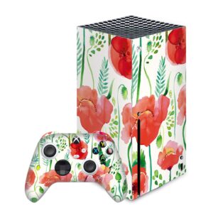 head case designs officially licensed ninola red flower assorted vinyl sticker gaming skin decal cover compatible with xbox series x console and controller bundle