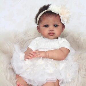 icradle reborn baby doll 24" african american soft silicone realistic toddler toy for kids age 3+