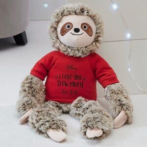 Personalization Universe I Love You Slow Much Personalized Plush Sloth Stuffed Animal - Red