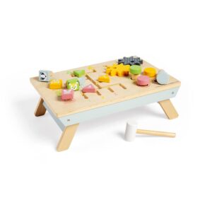 bigjigs toys fsc® certified tabletop activity bench - sustainable wooden activity table for 1 year olds, 4 activities for fine motor skills, quality early development & activity toys