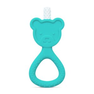 oogiebear 360˚ Teether - Safe Teething Toys for Babies 3 Months and Older | Soft Bristle Teddy Bear Silicone Teether | Super Soft BPA-Free Silicone Teether Toy - Seafoam