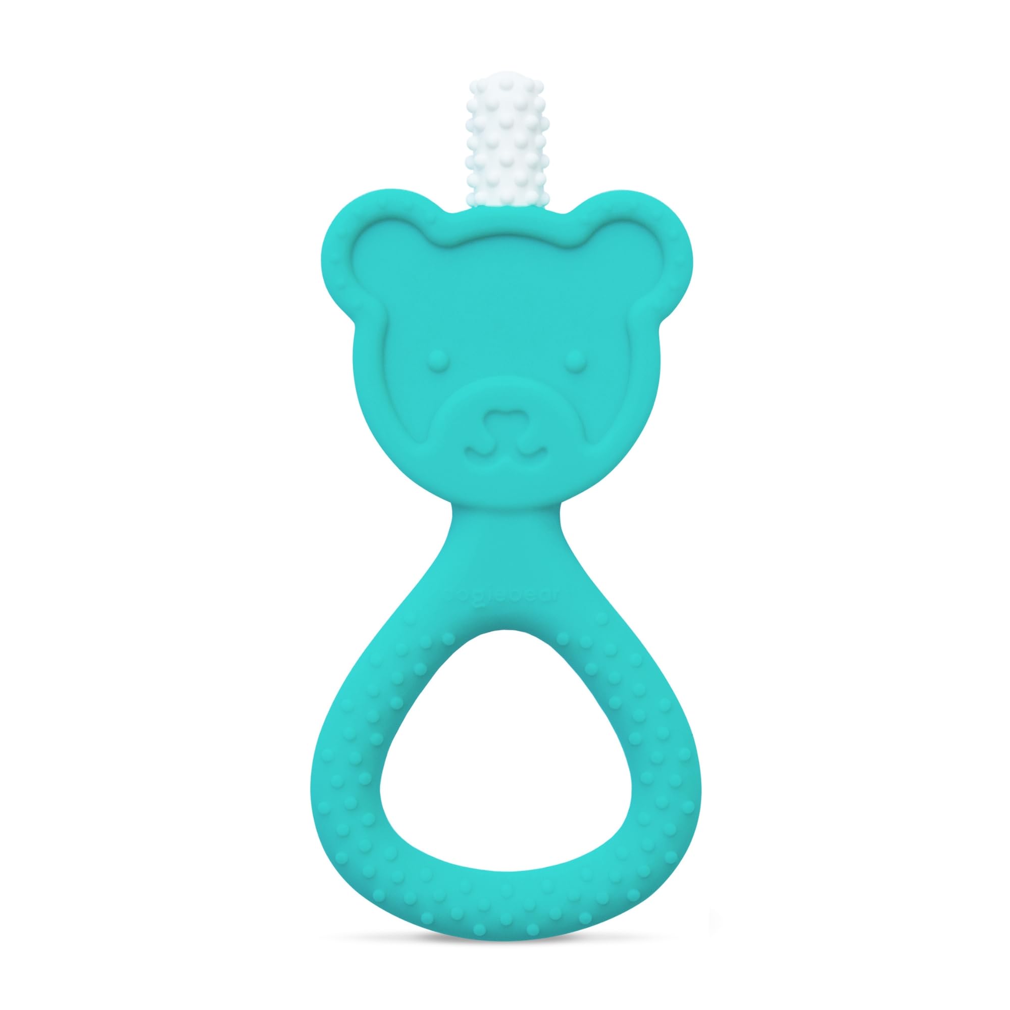 oogiebear 360˚ Teether - Safe Teething Toys for Babies 3 Months and Older | Soft Bristle Teddy Bear Silicone Teether | Super Soft BPA-Free Silicone Teether Toy - Seafoam