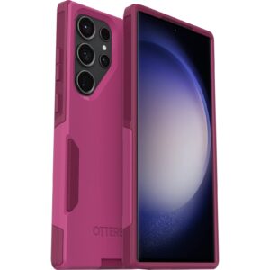 otterbox galaxy s23 ultra commuter series case - into the fuchsia (pink), slim & tough, pocket-friendly, with port protection