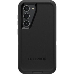 otterbox galaxy s23 defender series case - black, rugged & durable, with port protection, includes holster clip kickstand