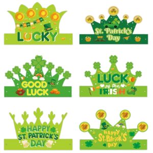 24 pcs st. patrick's day crown crafts kit,st. patrick’s day diy irish party shamrock paper hat for st. patrick's day favors supplies decoration.