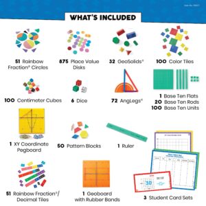 hand2mind Math Tools Small Group Sets 4-5 by Reagan Tunstall & Kristina Grant, Math Manipulatives, Base Ten Blocks, Color Tiles, Fraction Circles, Pattern Blocks, Place Value Chips, Classroom Supplies