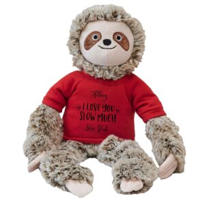 personalization universe i love you slow much personalized plush sloth stuffed animal - red