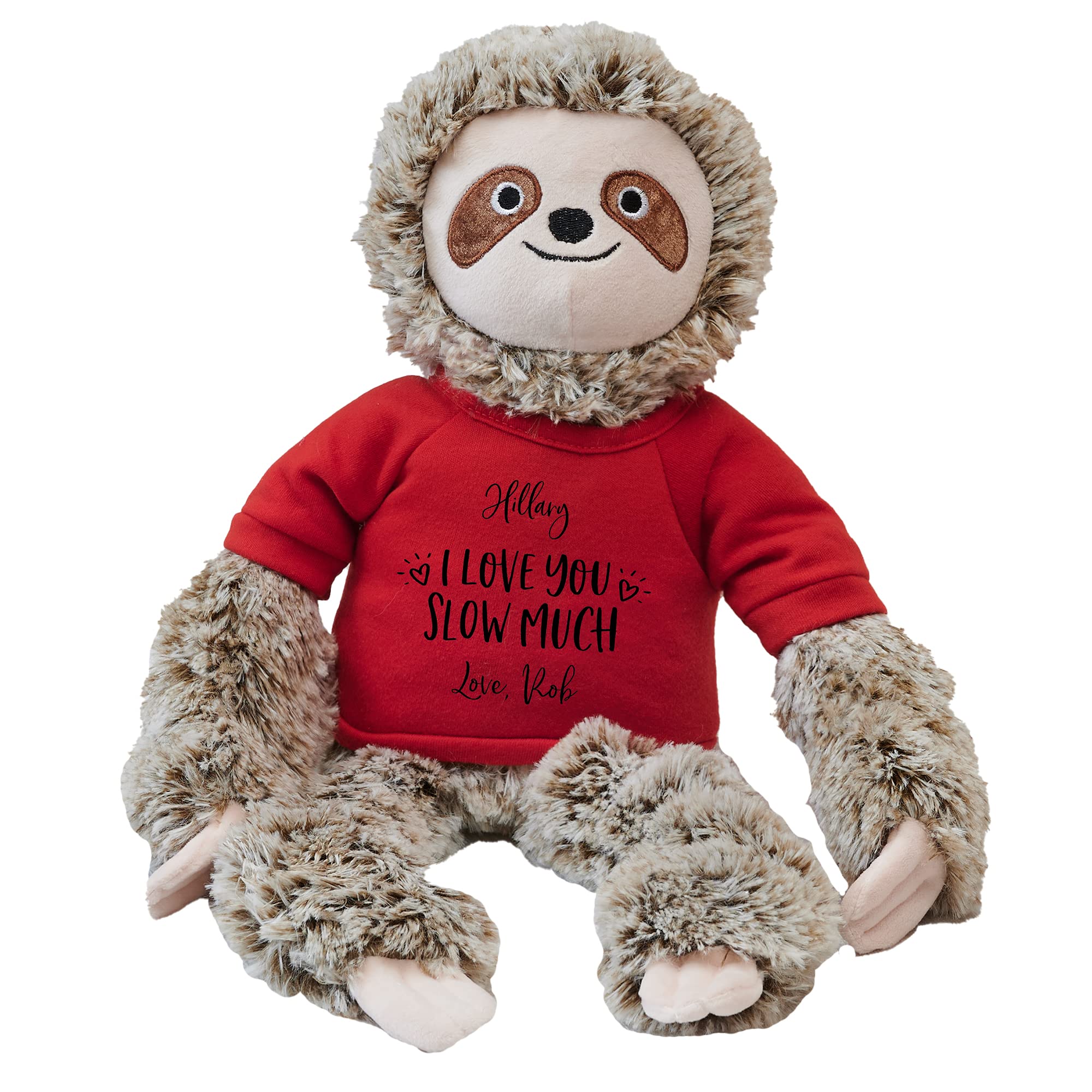 Personalization Universe I Love You Slow Much Personalized Plush Sloth Stuffed Animal - Red