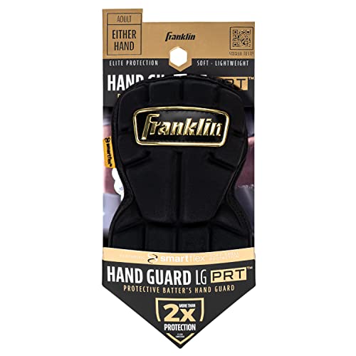 Franklin Sports Baseball Hand + Wrist Guard - PRT LG Series Adult Hand + Wrist Protector for Batting - Protective Hand, Wrist Shield - Right + Left Hand Hitters - Black/Gold - One Size - Adult