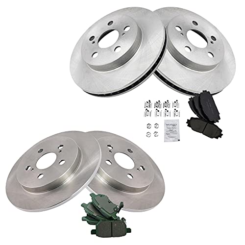 TRQ Front and Rear Brake Pad & Rotor Kit Brake Pads Brake Rotor Ceramic Compatible with 2016-2018 Toyota Prius