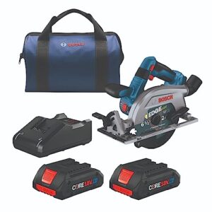 bosch gks18v-22lb25 18v brushless blade-left 6-1/2 in. circular saw kit with (2) core18v 4 ah advanced power batteries