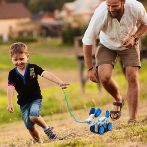 Wooden Pull Dog Toy Wooden Walk Pull Along Toy with String Toy Montessori Toddler Pull Toys for Walking Toddlers