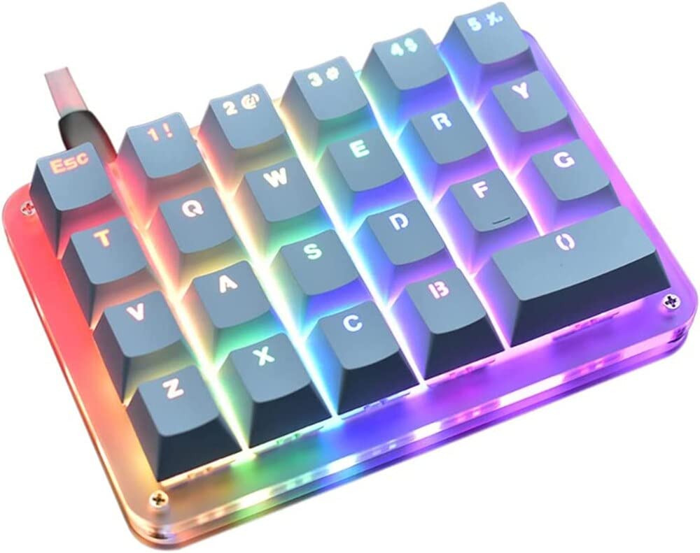 Macro Keypad 23 Keys Mechanical Mini Keyboard One Handed Colorful RGB Backlit Portable Programmable Single-Handed Gaming Keypad for OSU Electric Contest Game PC Laptop MAC Win Geeker Outemu Red Switch