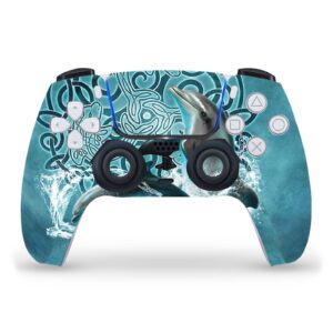 head case designs officially licensed brigid ashwood dolphin art mix vinyl faceplate sticker gaming skin decal cover compatible with sony playstation 5 ps5 dualsense controller