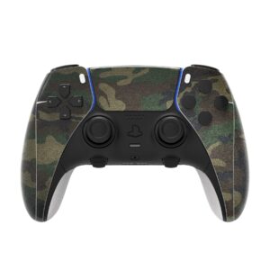 playvital 2 set skin sticker for ps5 edge controller, custom vinyl decal wrap cover for ps5 edge wireless controller - army green camouflage