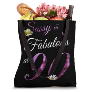 90 Year Old Sassy & Fabulous Floral 1934 90th Birthday Gift Tote Bag