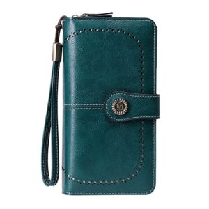 envez wallets for women fashion wax leather credit card wallet with rfid blocking large capacity handbag best gifts for girls