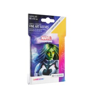 gamegenic marvel champions the card game official gamora fine art sleeves pack of 50 art sleeves and 1 clear sleeve card game holder use with tcg and lcg games made by fantasy flight games