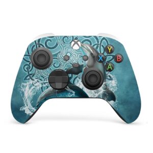 head case designs officially licensed brigid ashwood dolphin art mix vinyl sticker gaming skin decal cover compatible with xbox series x/s controller