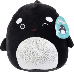 squishmallow squishmallows kellytoy sea life squad plush toy (8'' kai the orca whale)