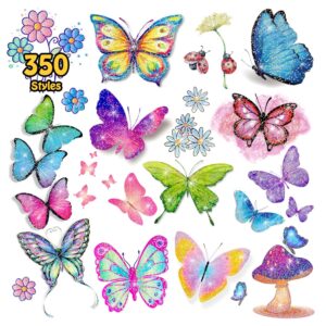 leesgel 24 sheets butterfly glitter temporary tattoos for party, butterfly birthday decorations supplies for girls, kids fake tattoos birthday surprise butterfly party decorations favors