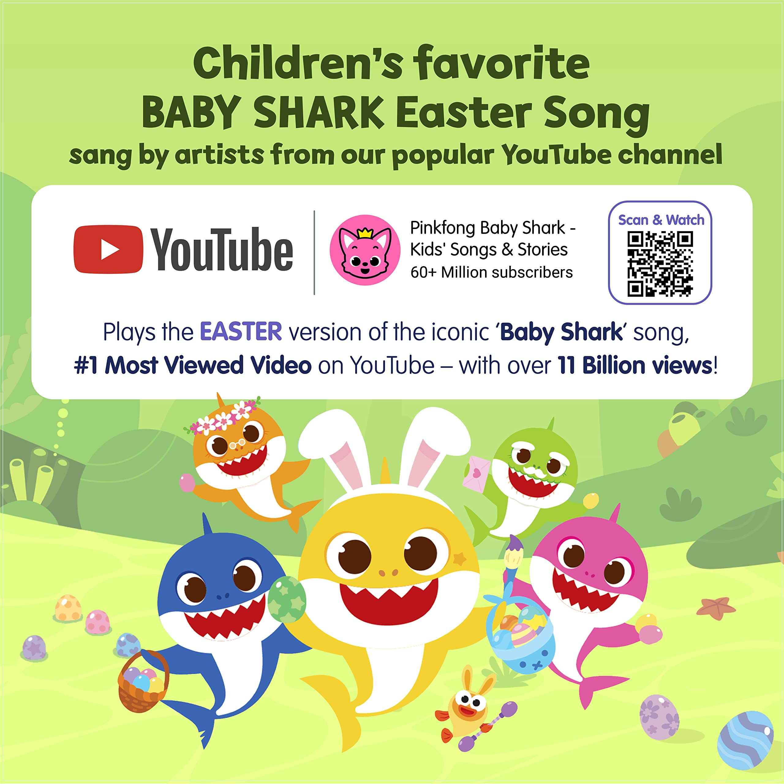 Baby Shark Happy Easter 4 Button Sound Book, Baby Shark Children's Easter Books, Interactive Learning Books For Toddlers, Learning & Education Toys, Baby Shark Seasonal Gifts For Babies