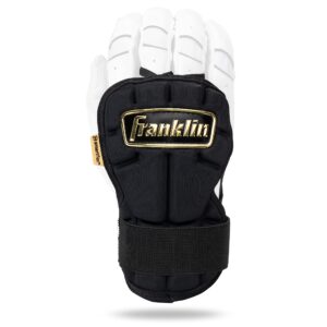 franklin sports baseball hand + wrist guard - prt lg series adult hand + wrist protector for batting - protective hand, wrist shield - right + left hand hitters - black/gold - one size - adult