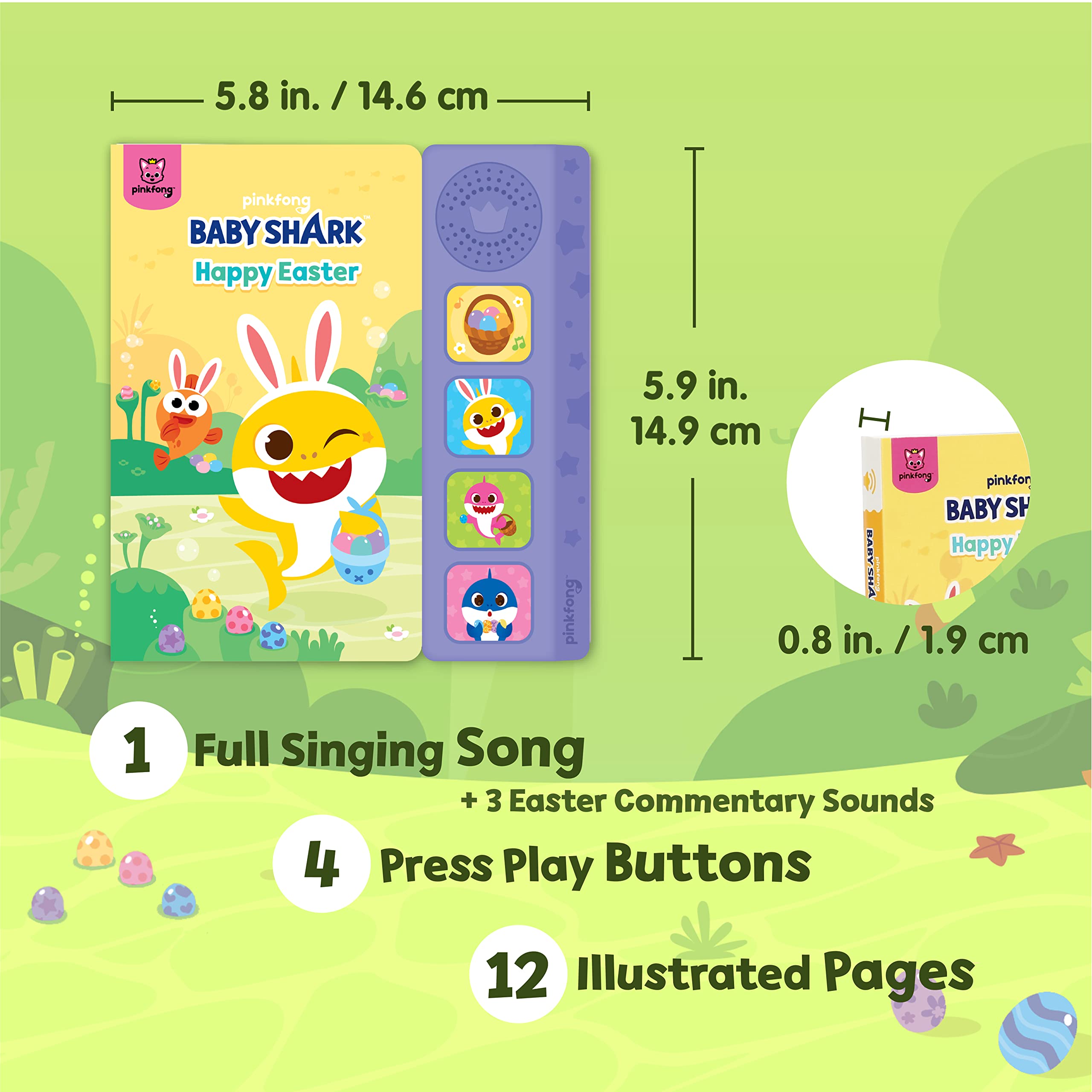 Baby Shark Happy Easter 4 Button Sound Book, Baby Shark Children's Easter Books, Interactive Learning Books For Toddlers, Learning & Education Toys, Baby Shark Seasonal Gifts For Babies