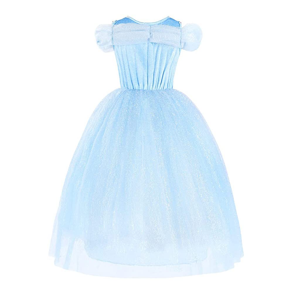 SNOWLION Princess Elsa Costume for Little Girls Toddler Princess Dress Up with Accessories Cinderella Cosplay Queen Snow (Blue, 3-4 Years)