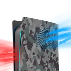 calaxike PS5 Cover Plate with Anti-Scratch, Anti-Fingerprint and Airflow Vents - Grey Camouflage Design