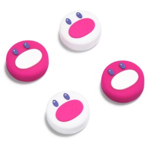 switch thumb grips joystick caps compatible with nintendo switch/oled/lite controller accessories,funlab cute silicone analog stick cover,4pcs - wugtrio pink & wiglett white